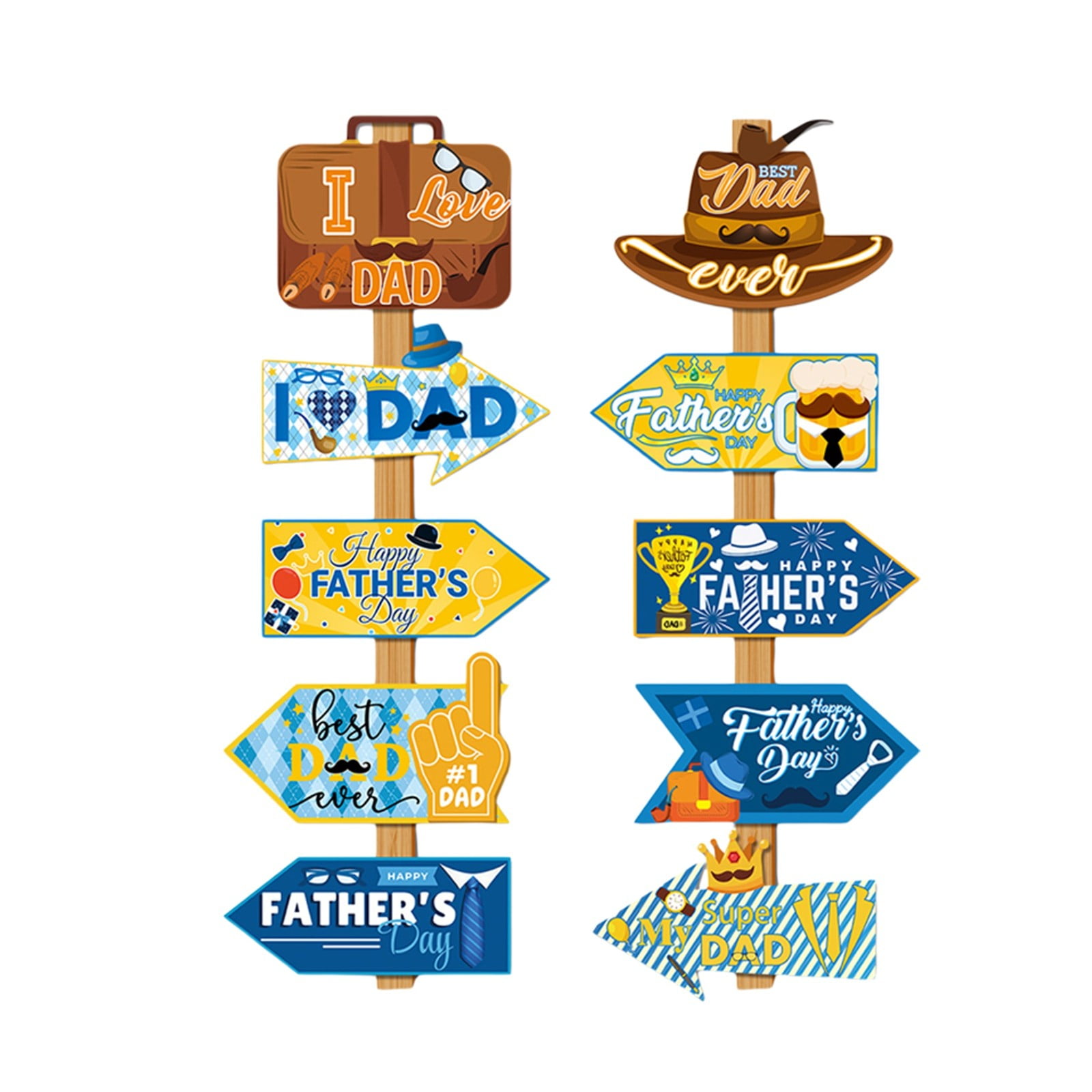 Father's Day Party Decorations Set 10 Pack DIY Dad Themed Road Signs ...