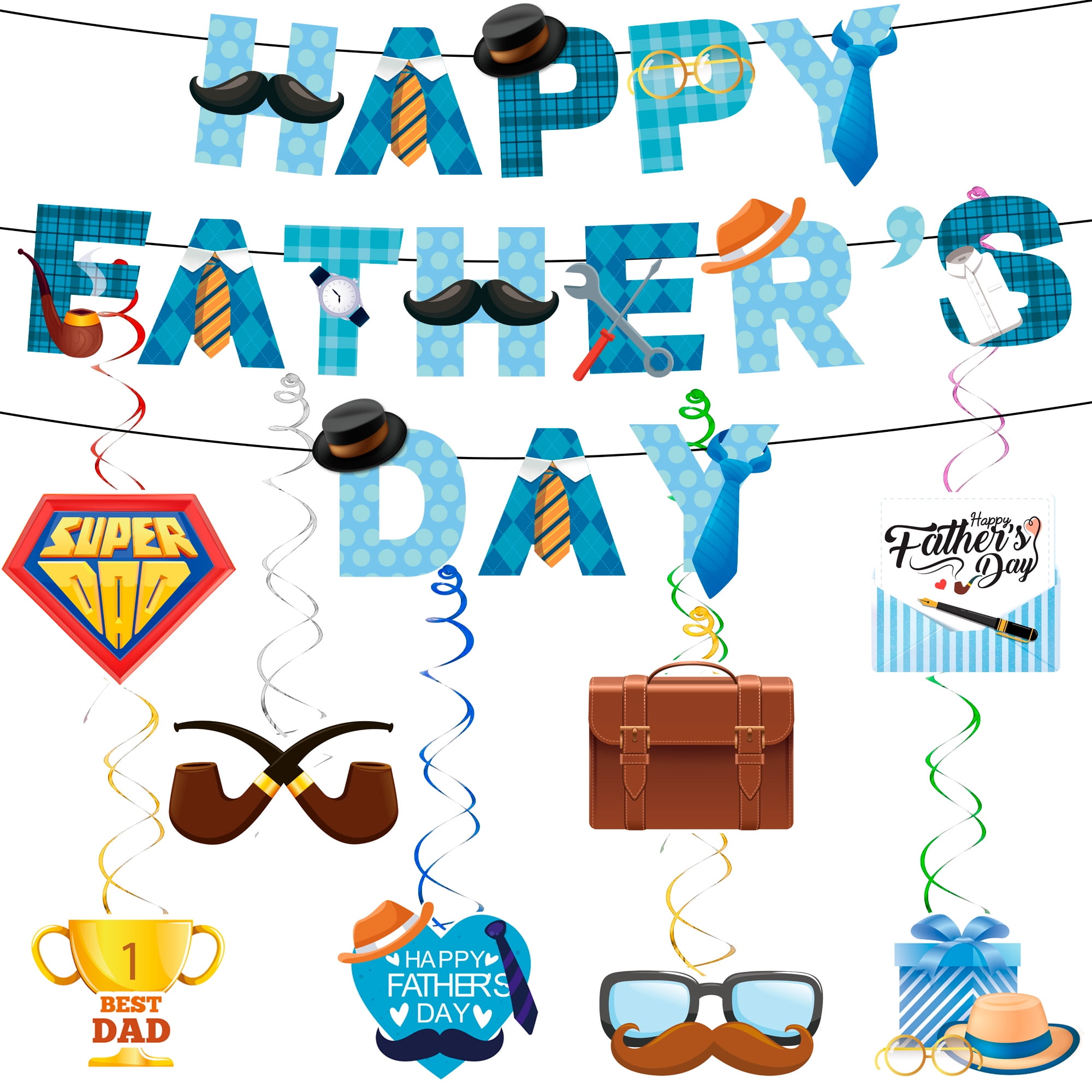 Father's Day Party Decorations Swirls, 9 Pcs Fathers Day Hanging ...