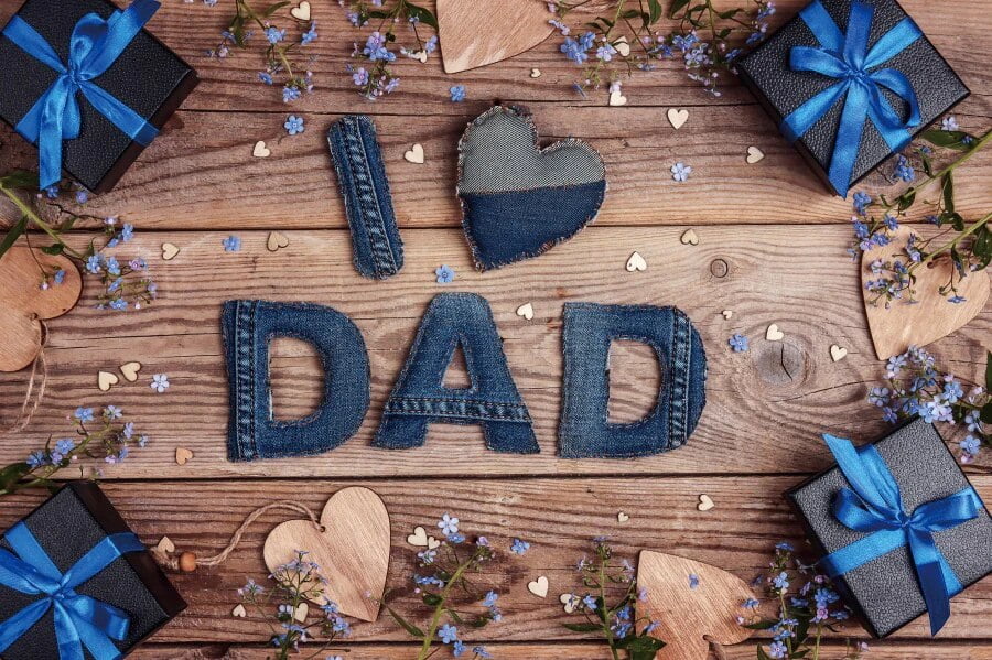 Father's Day Photography Backdrop Rustic Wooden Blue Heart Gifts I Iove ...