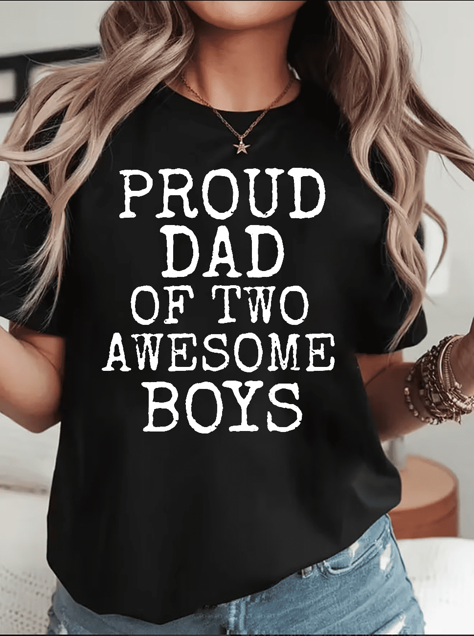 Father's Day Son's Proud Dad Of Two Awesome Boys Family Love Unisex T ...