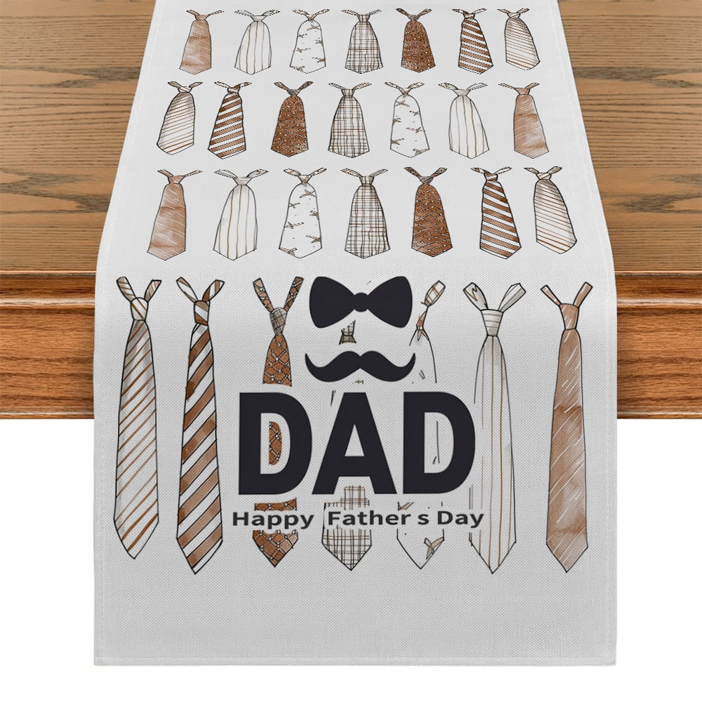 Father's Day Tie Table Runners Washable Dresser Dining Coffee Table ...