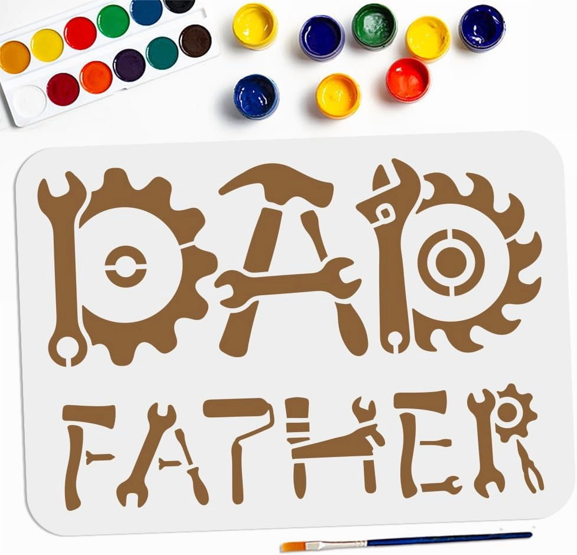 Father's Day Tools Stencil 11.7×8.3inch Father Dad Word Template with ...
