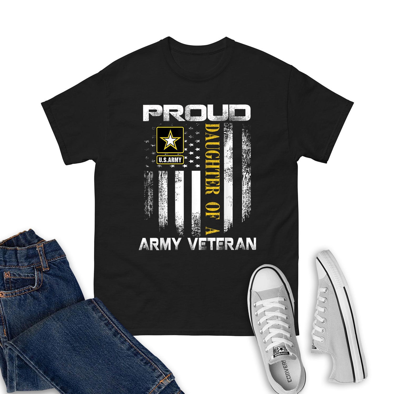 Father's Day Vintage Proud Daughter Of A Army Veteran With American ...