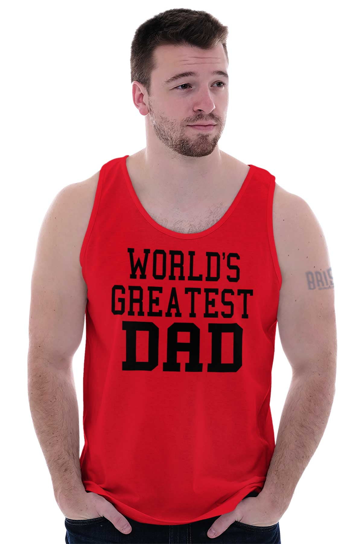 Father's Day World's Greatest Dad Tank Top Sleeveless Tee Men Brisco ...