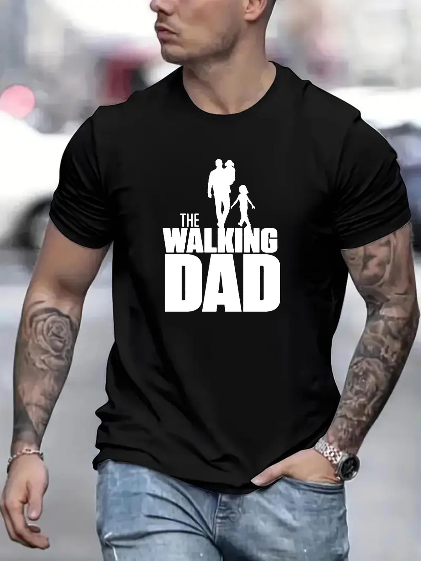 Father's Walking Dad Graphic Print Men's Crew Neck Fashionable Short ...