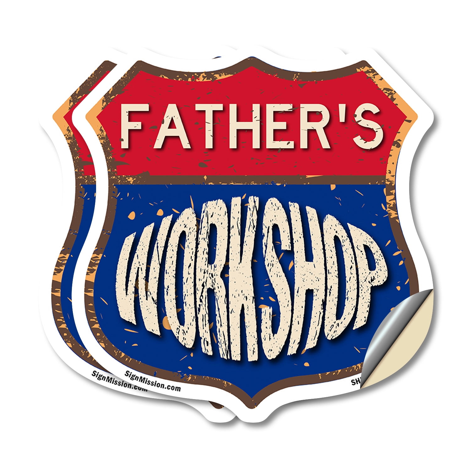 Father's Workshop (2 Pack) 18 inch X 18 inch Shield Shaped Heavy Duty 3 ...