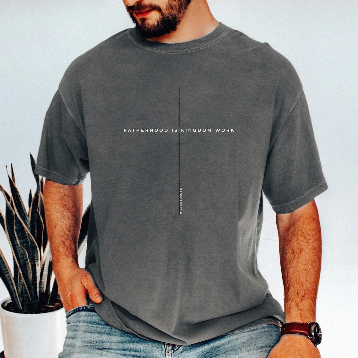 Fatherhood Is Kingdom Work Cross Shirt, Proverbs 22:6 Dad Tee ...