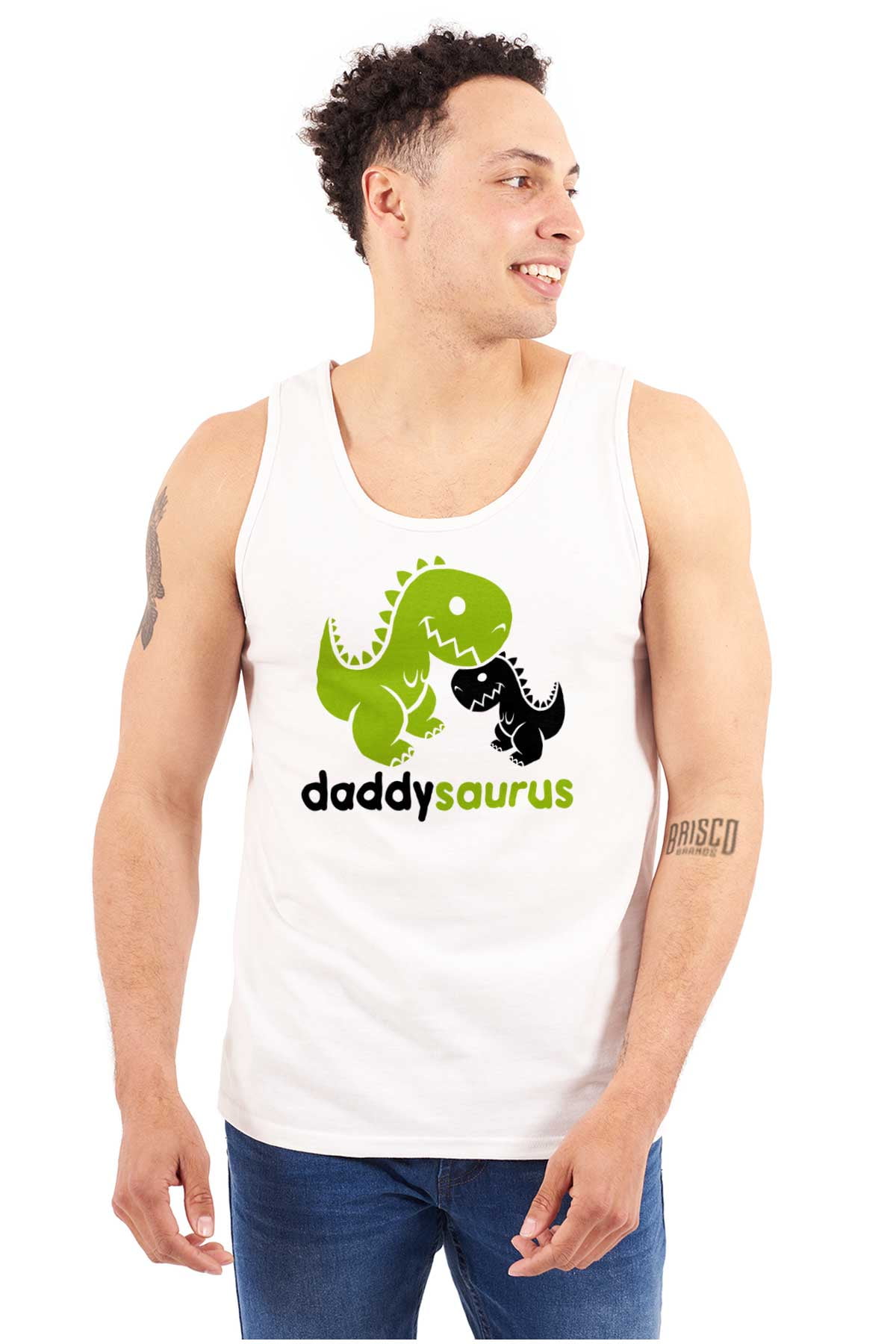 Fathers Daddysaurus Trex Dinosaur Dad Men Big & Tall Tank Top Brisco ...