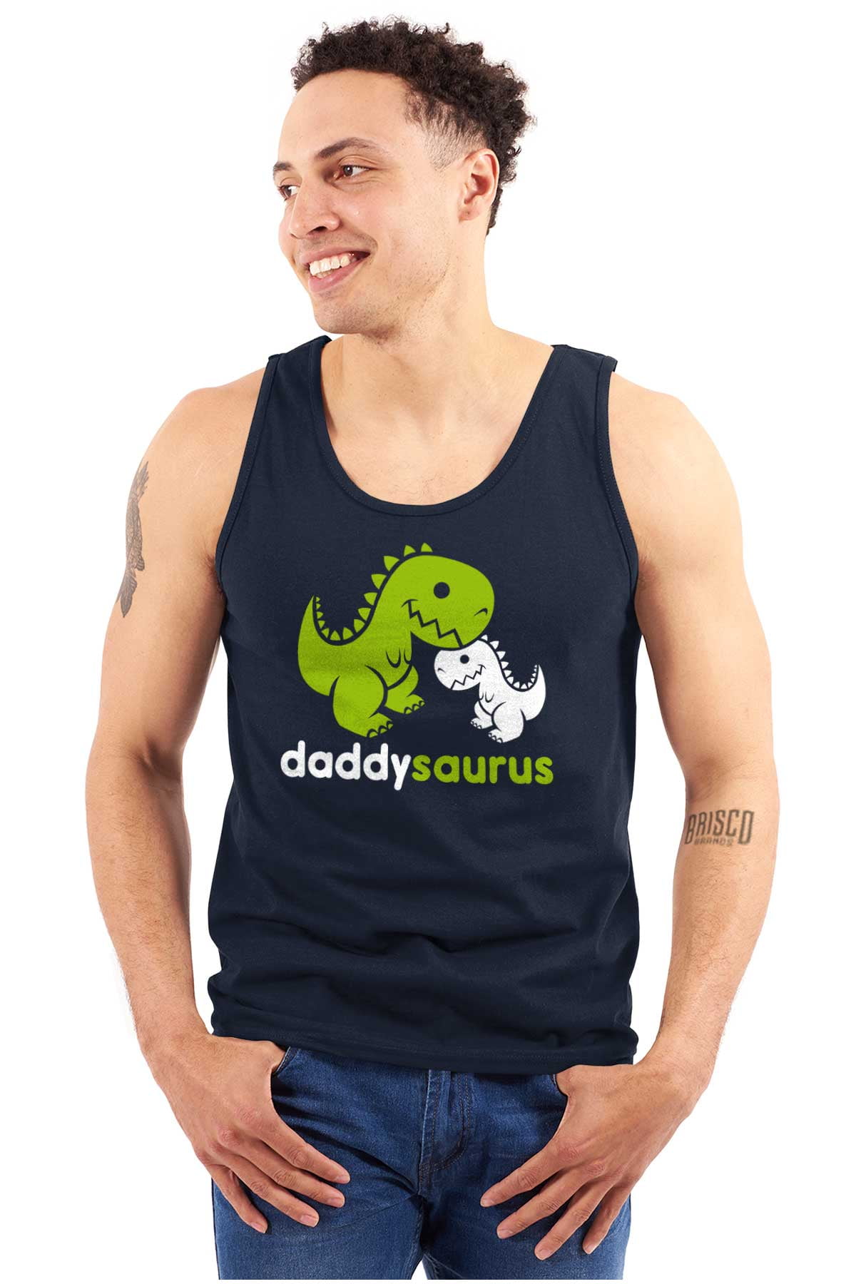 Fathers Daddysaurus Trex Dinosaur Dad Tank Top Sleeveless Tee Men ...