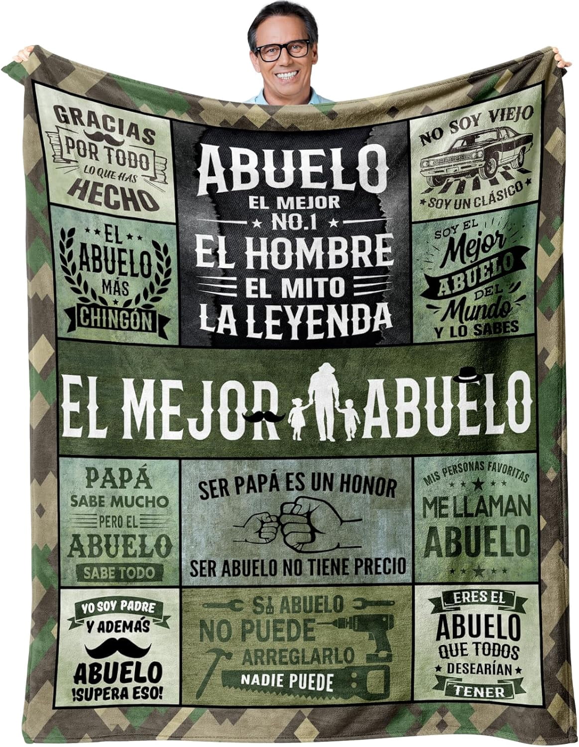 Fathers Day Abuelo Gifts Throw Blanket 60" x 50", Regalos para Abuelo ...