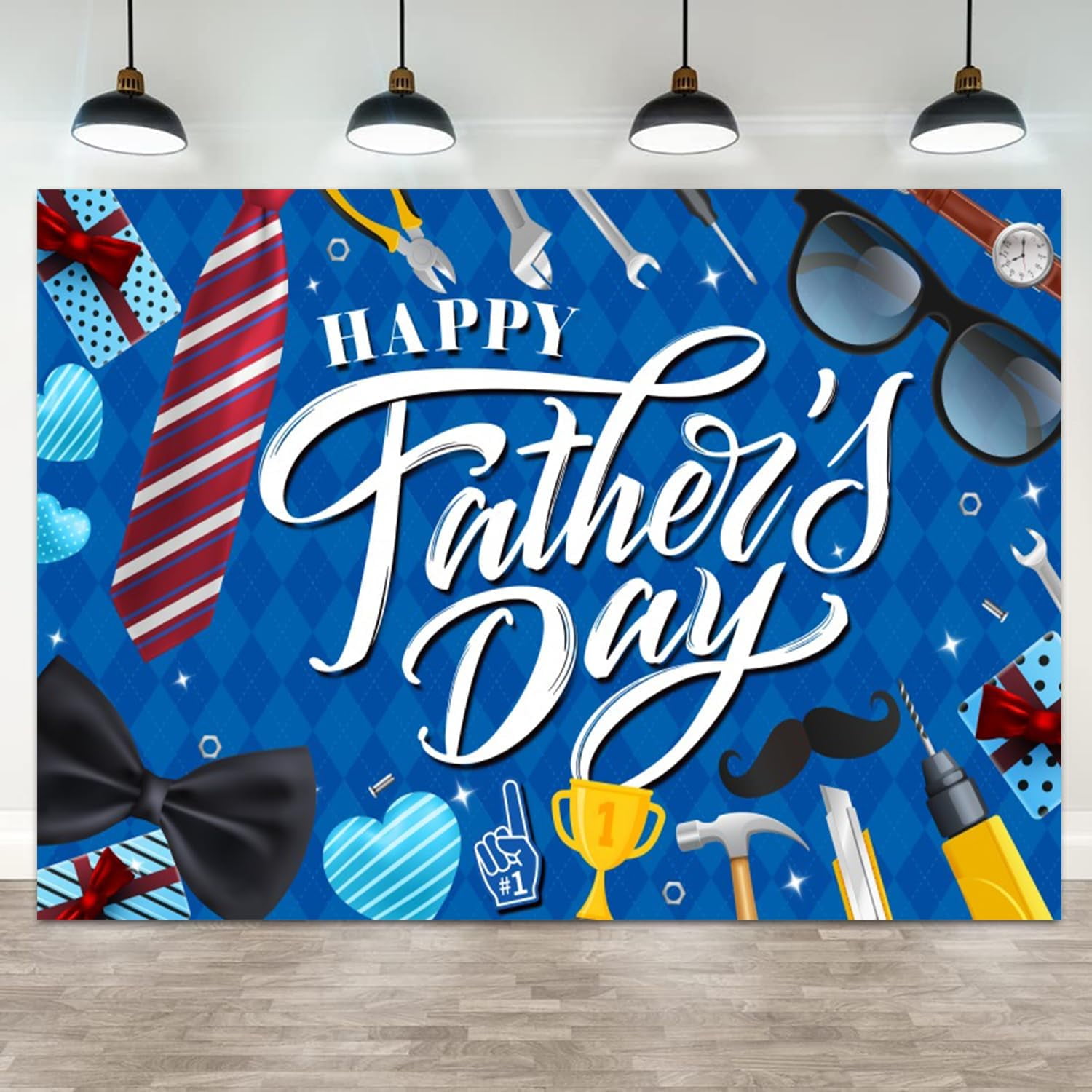Fathers Day Backdrop Blue Happy Father's Day Photography Background ...