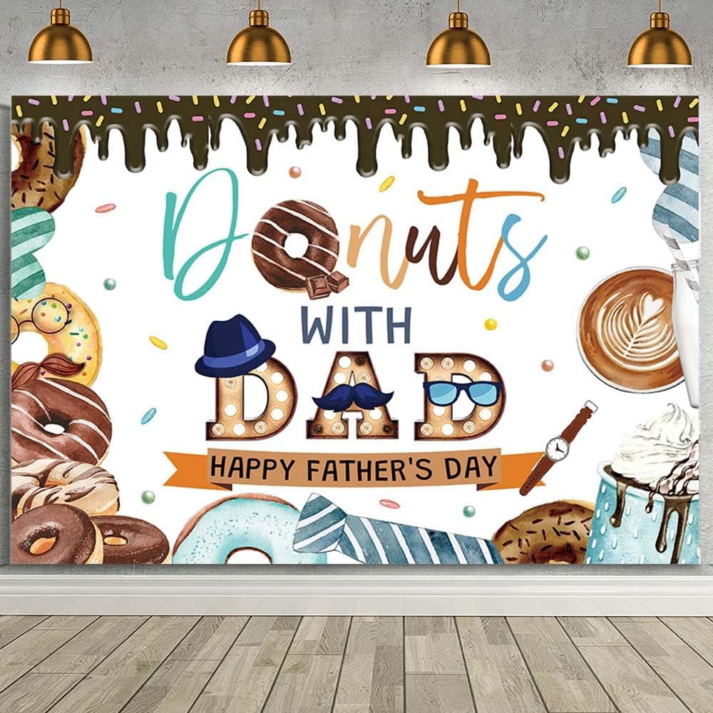 Fathers Day Backdrop Donuts with Dad Photography Background Happy ...