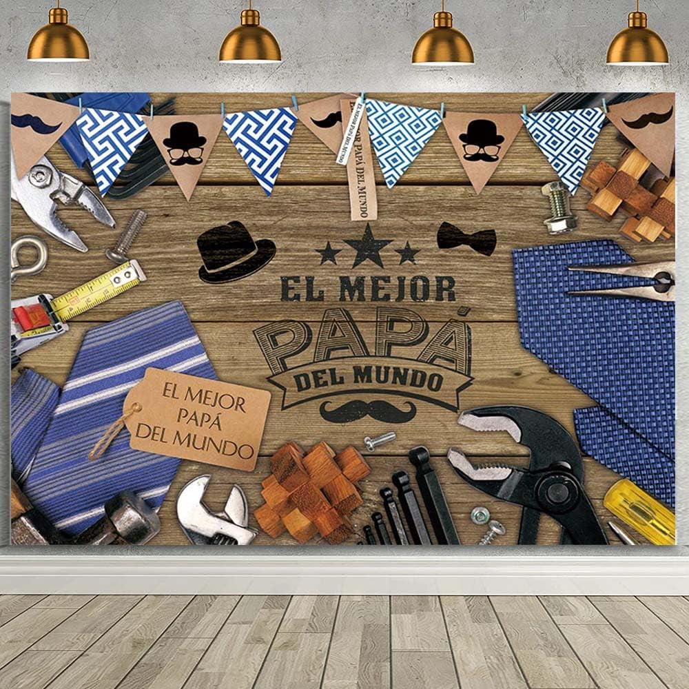 Fathers Day Backdrop Spanish El Mejor Papá Del Mundo Party Decorations ...