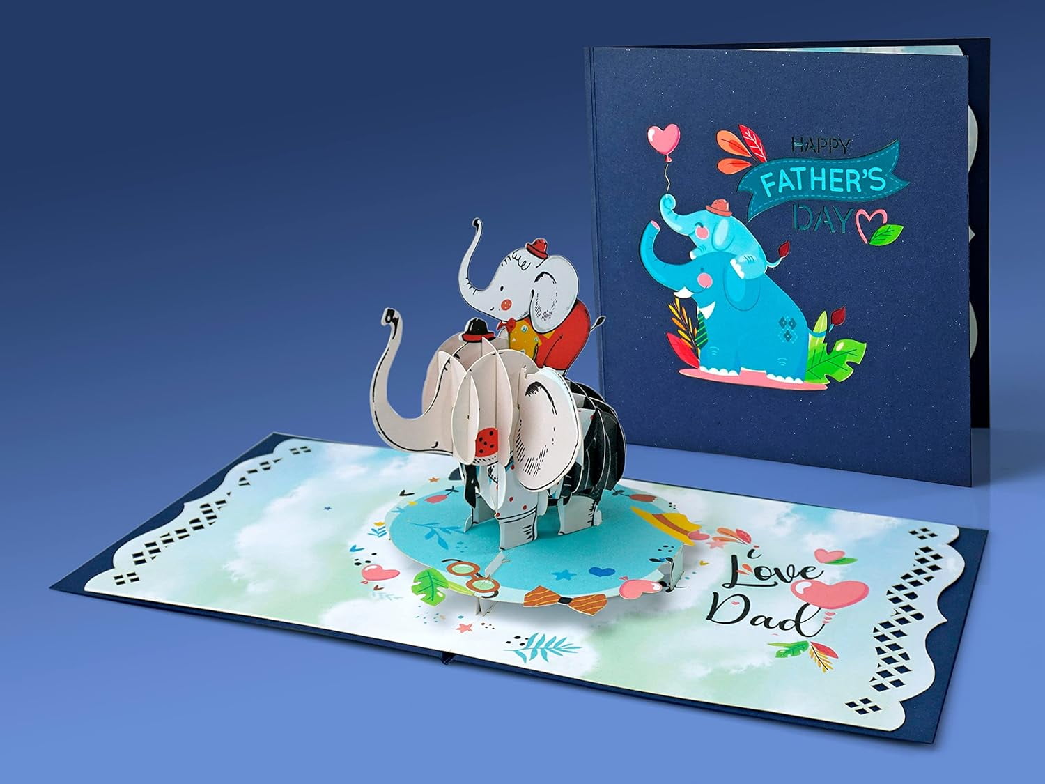 Fathers Day Card Pop Up 3d Birthday Card Dad With Elephant Son