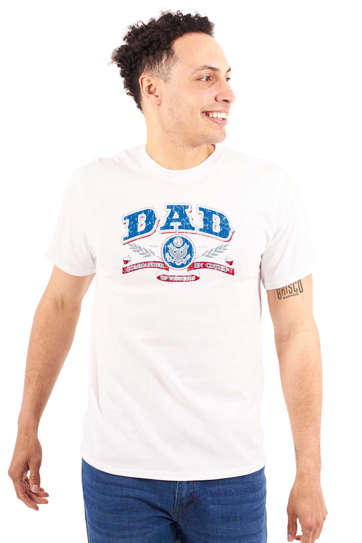 Fathers Day Commander in Chief Dad Men's Big & Tall Crewneck Graphic ...