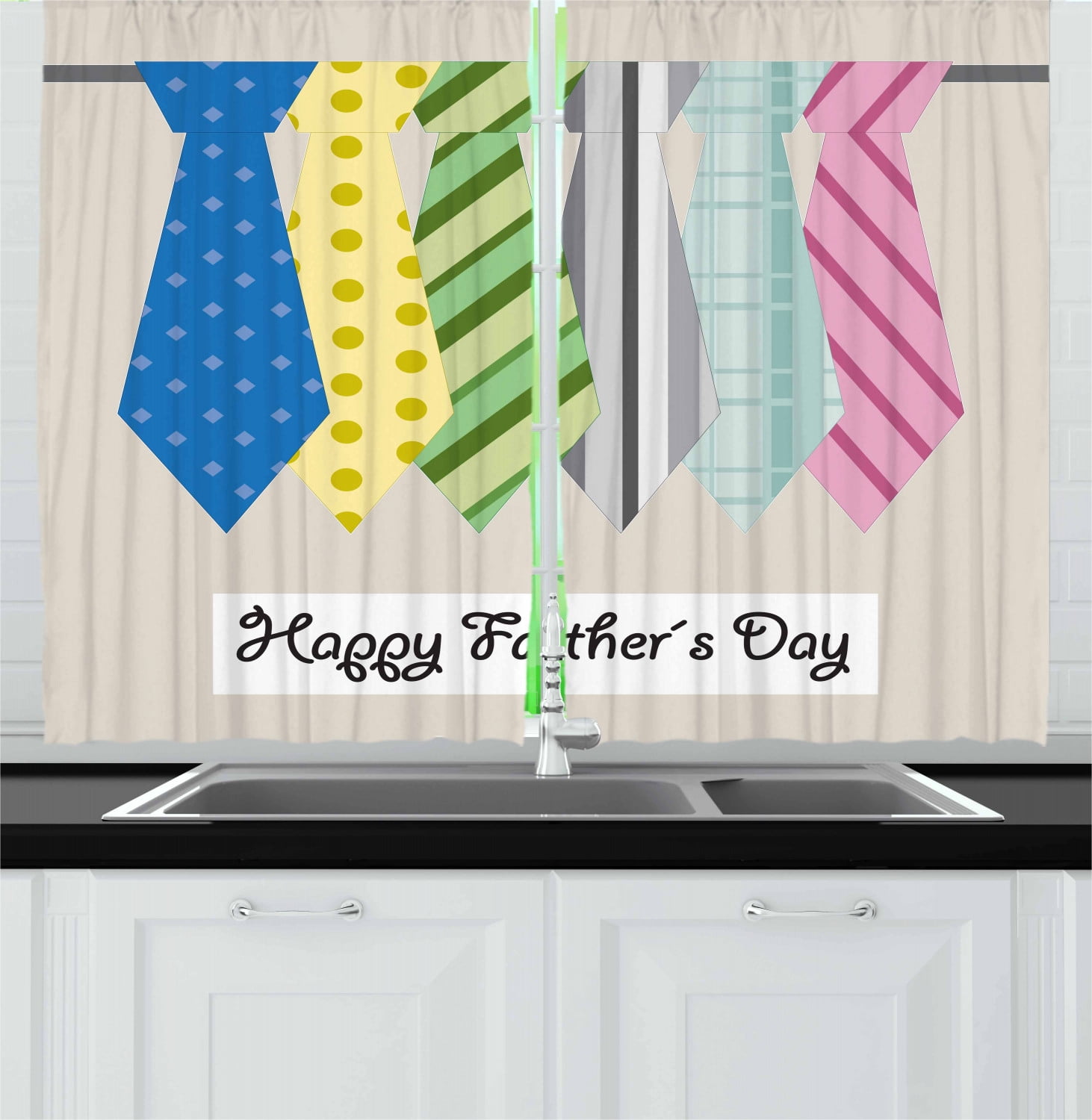 Fathers Day Curtains 2 Panels Set, Colorful Dad Ties with Dotted ...