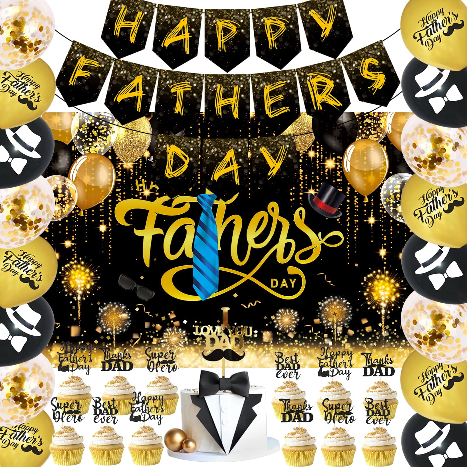 Fathers Day Decorations with SSF20 Happy Fathers Day Banner,Cake Topper ...