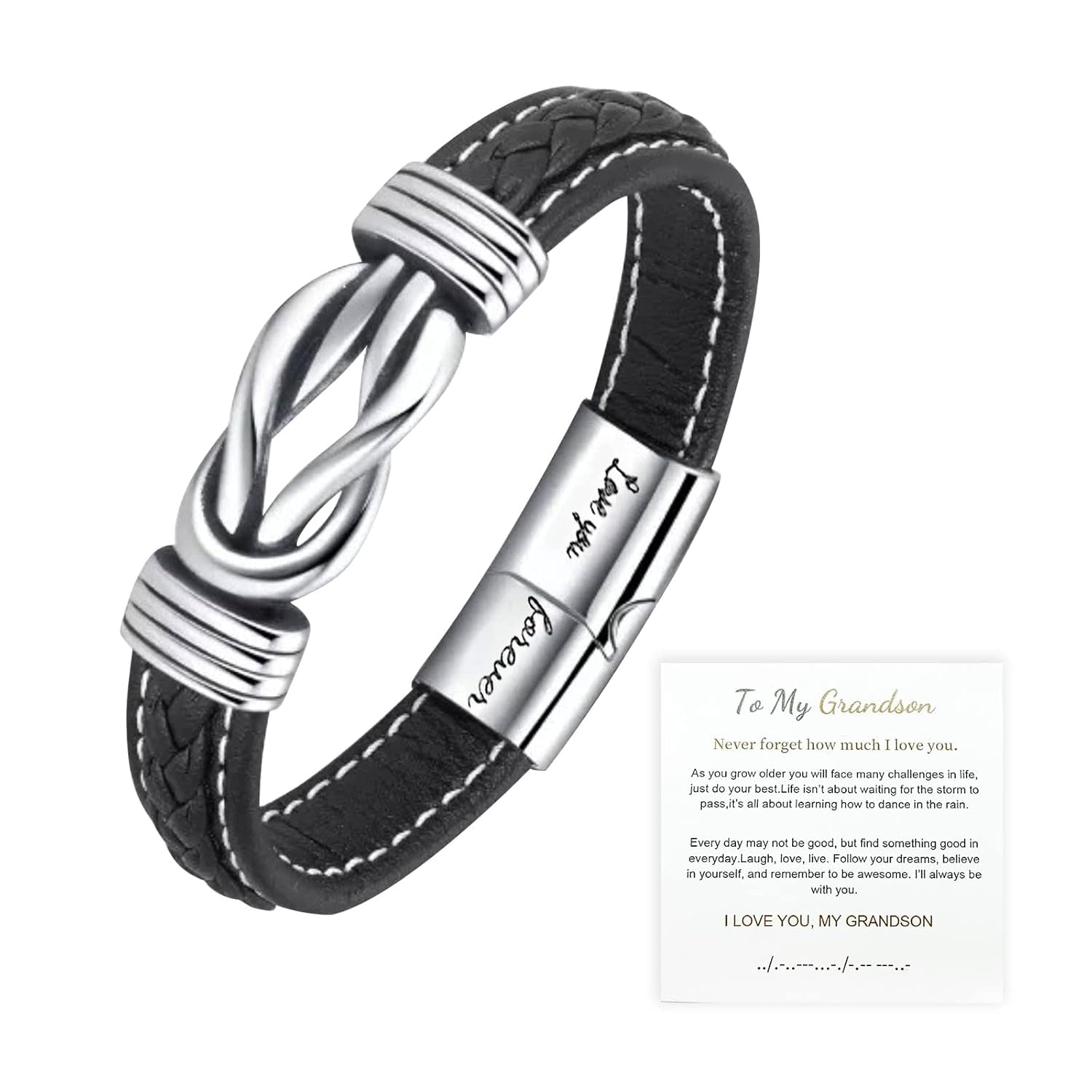Fathers Day Gifts for Husband Mens Leather Bracelet with Laser ...