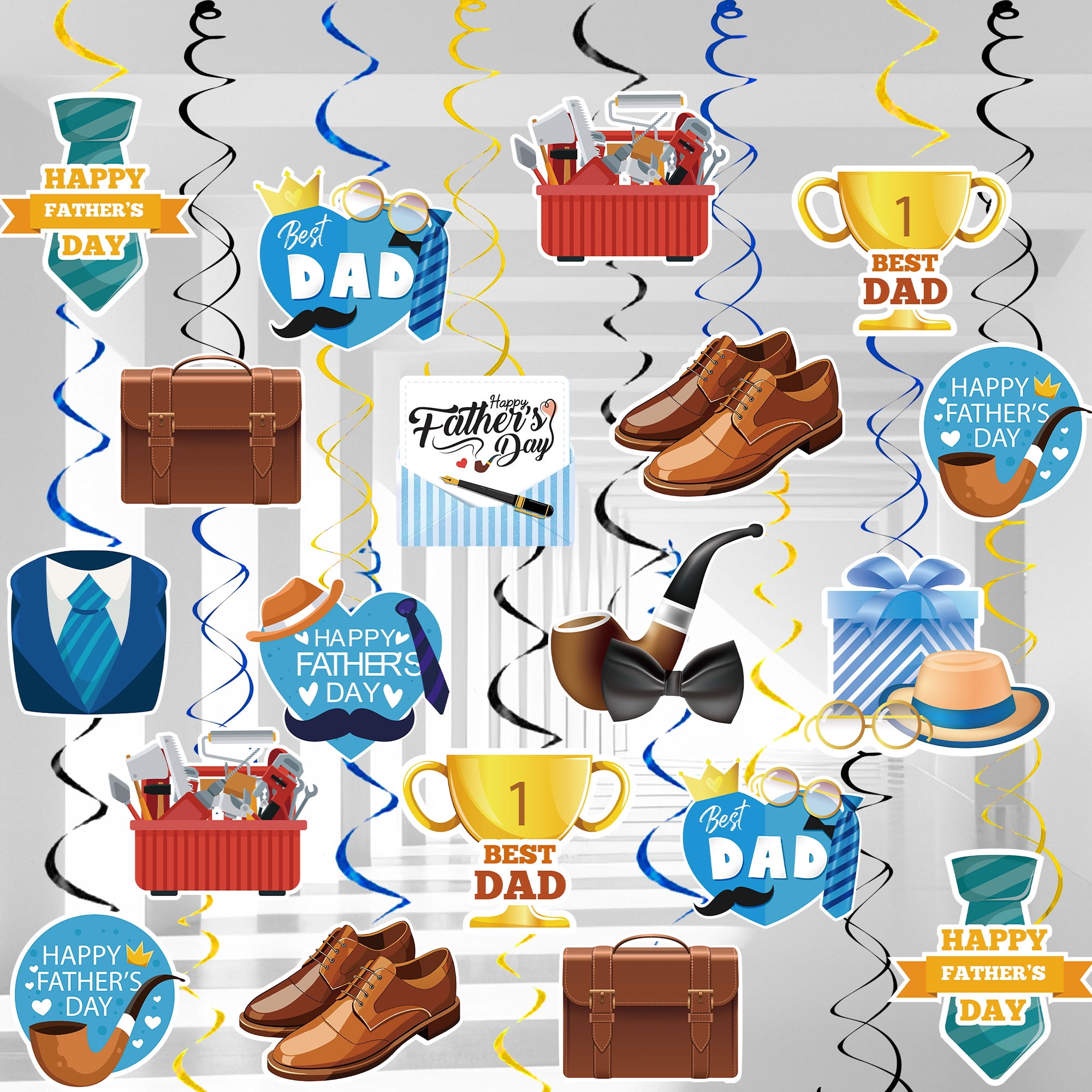 Fathers Day Hanging Swirl, 57 Pcs Happy Father’s Day Hanging Swirl ...