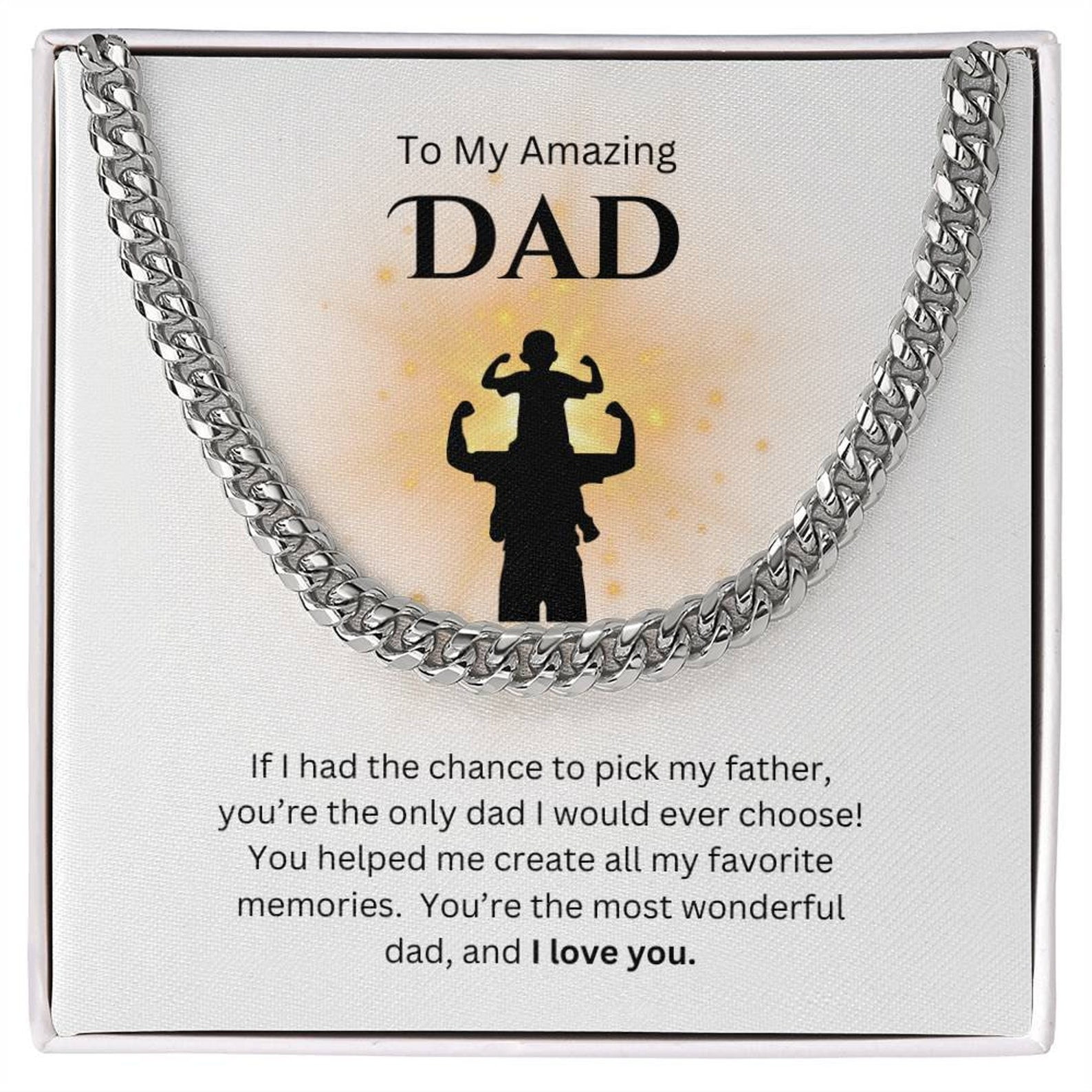 Fathers Day Necklace Gift for Dad from Son, Cuban Link Chain Necklace ...