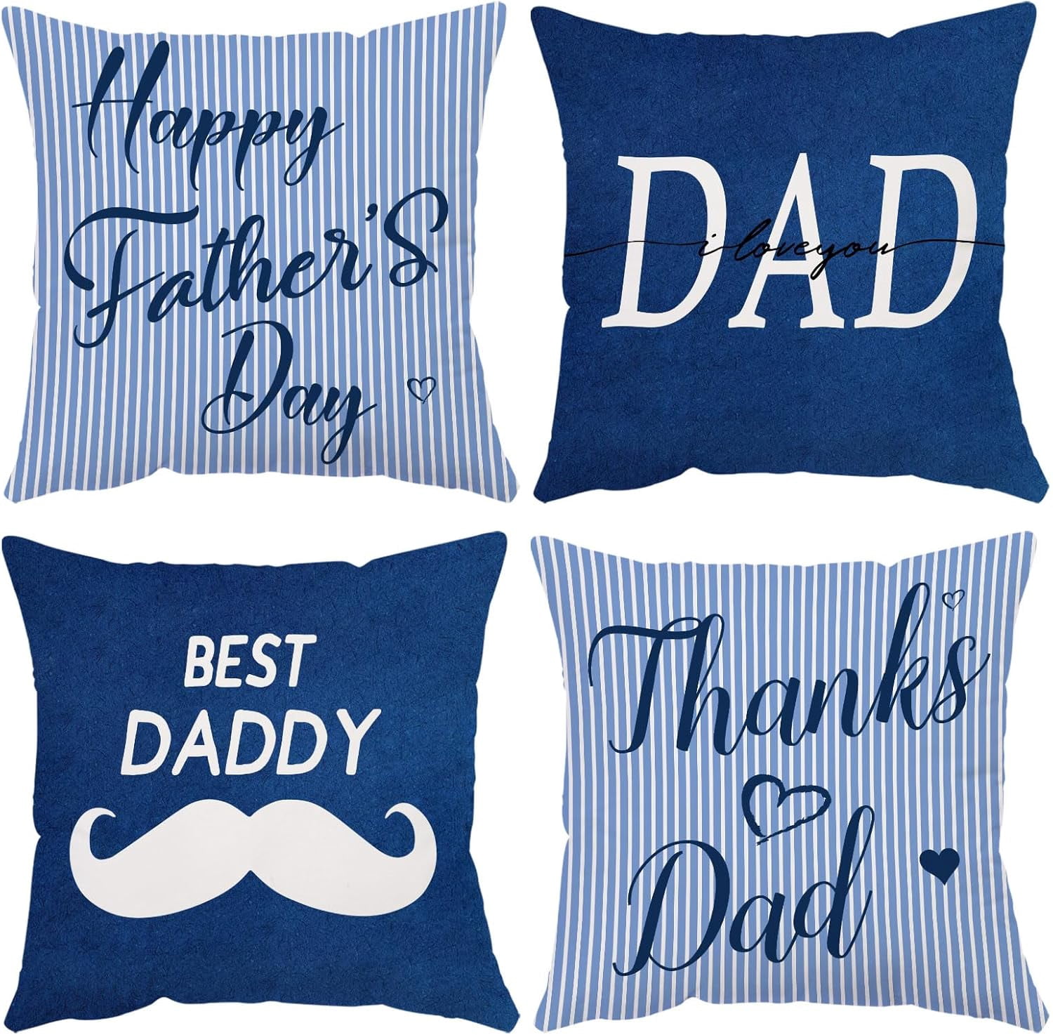 Fathers Day Pillow Covers 18x18 Set of 4 Velvet Dad Throw Pillow Covers ...