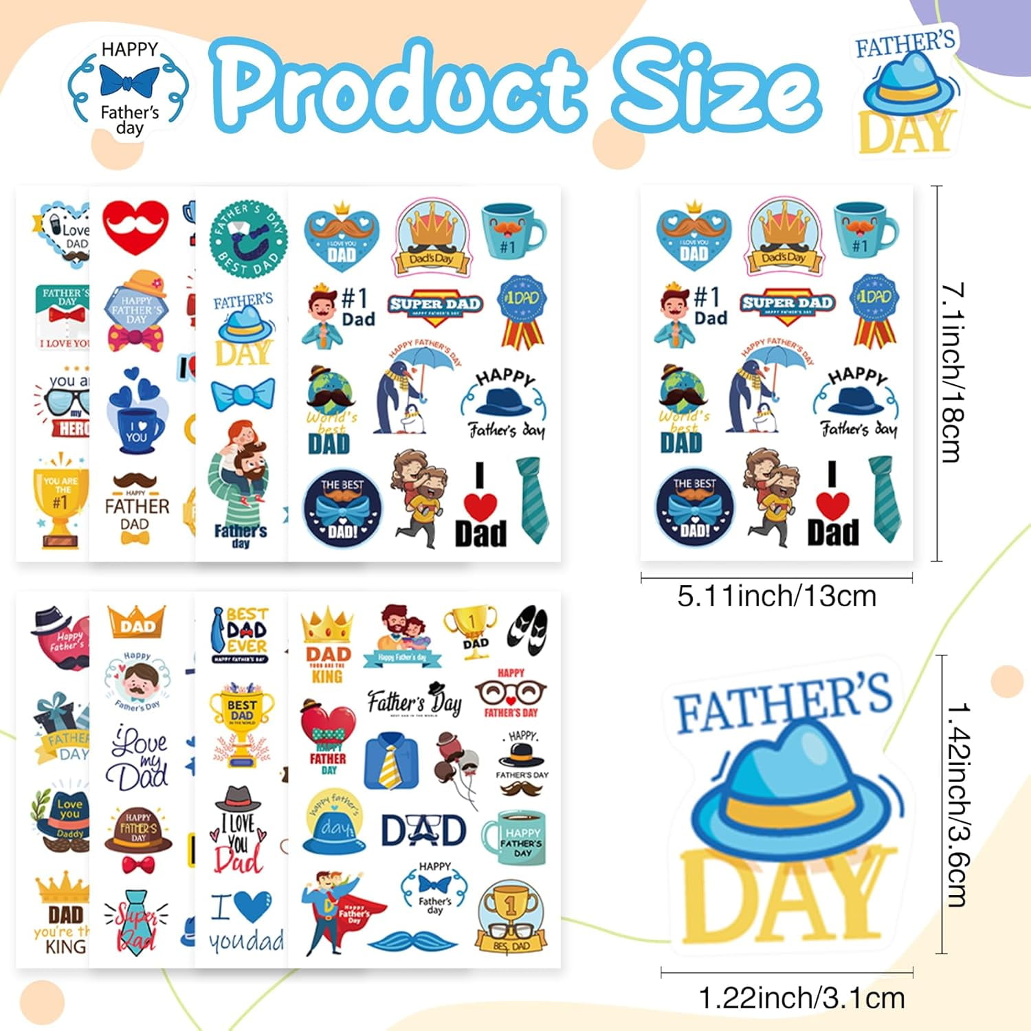 Fathers Day Stickers, 312Pcs Happy Fathers Day Stickers, Dad Stickers ...