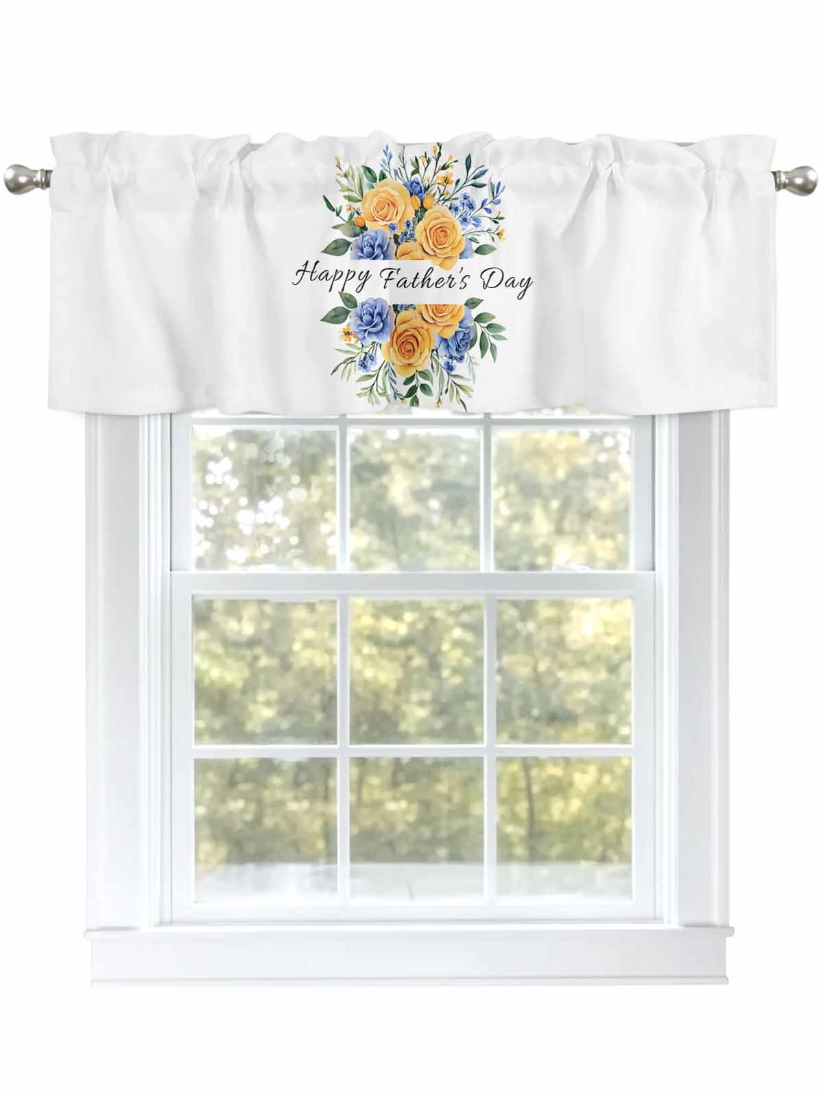 Fathers Day Valances for Windows, Rod Pocket Kitchen Valance Curtains ...