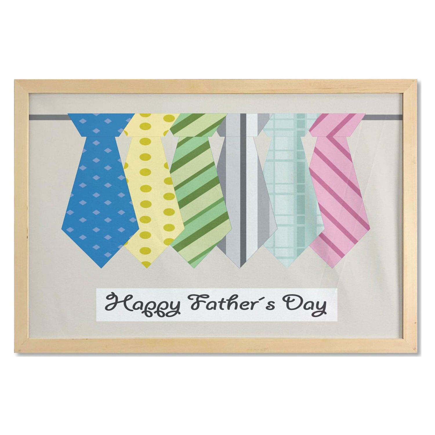 Fathers Day Wall Art with Frame, Colorful Dad Ties with Dotted Striped ...