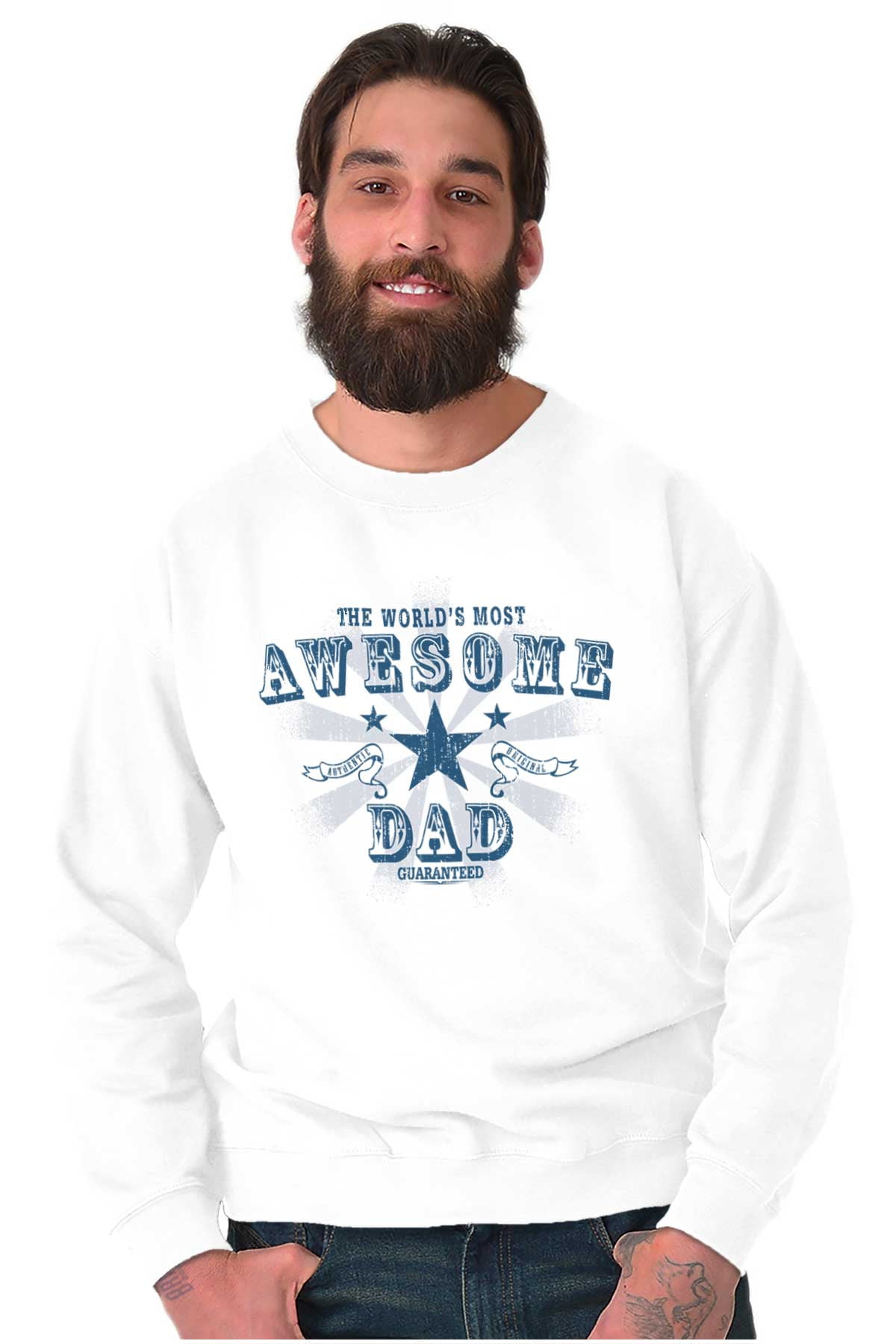 Fathers Day World's Most Awesome Dad Men's Crewneck Sweatshirt Brisco ...
