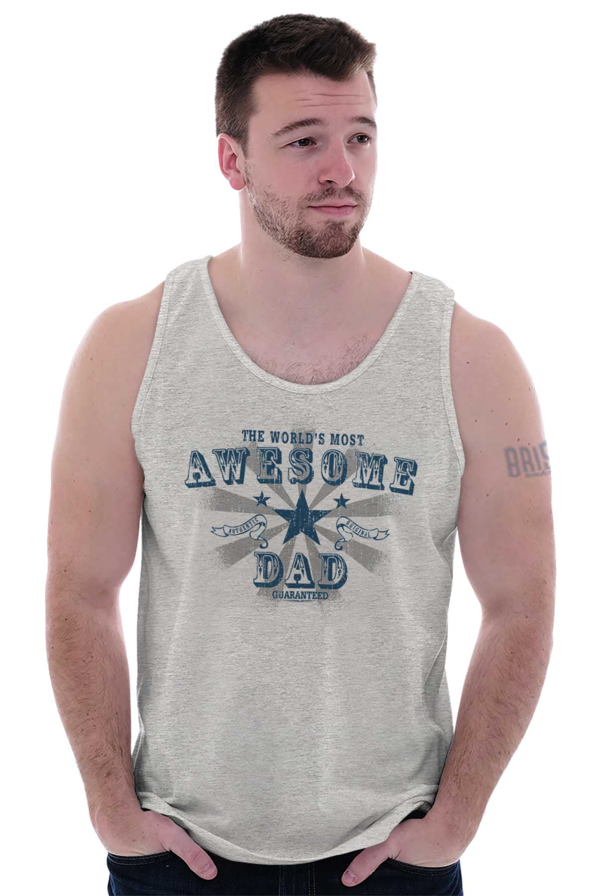 Fathers Day World's Most Awesome Dad Tank Top Sleeveless Tee Men Brisco ...