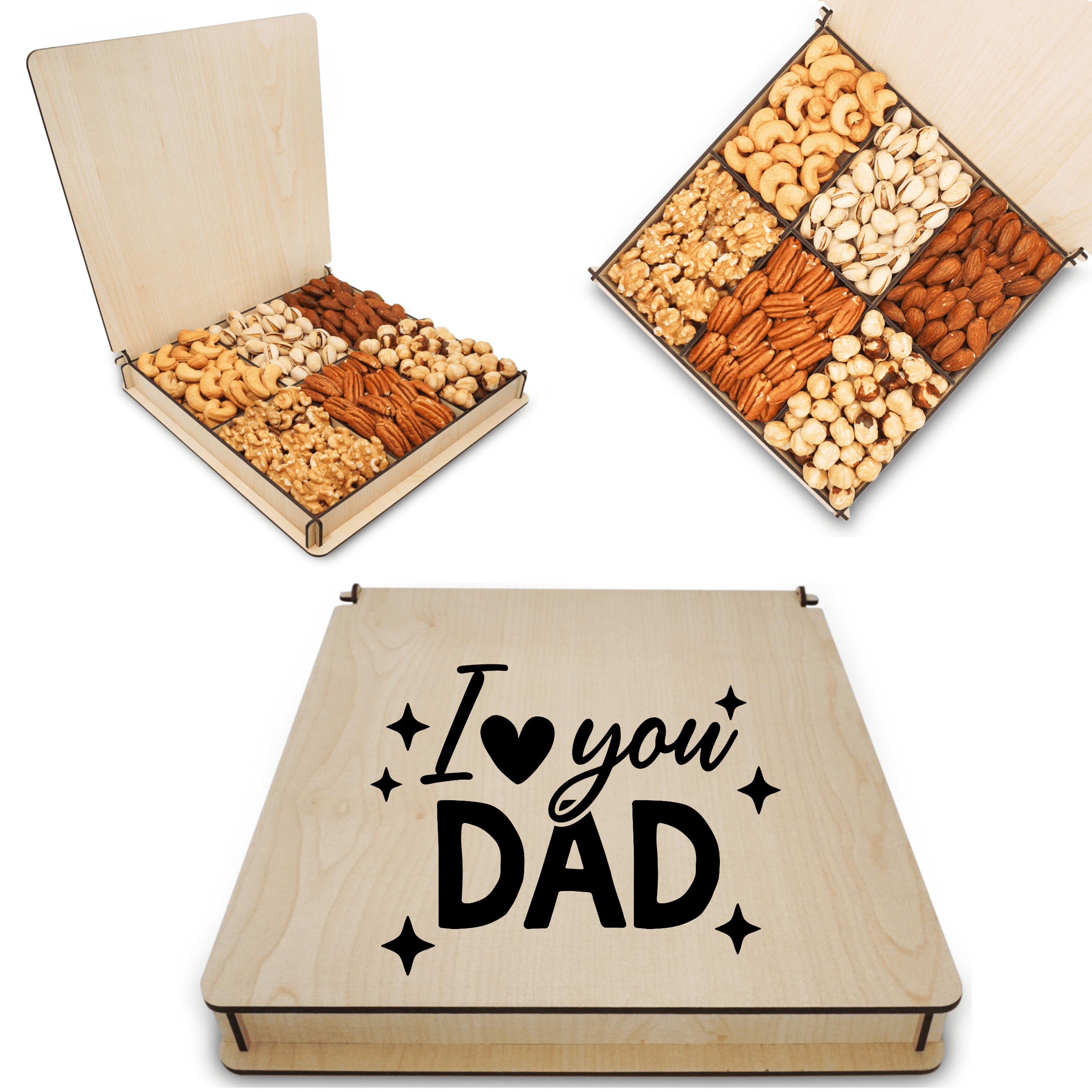Fathers Gift Basket for Birthday,Food Wooden Reusable, Fresh Assortment ...