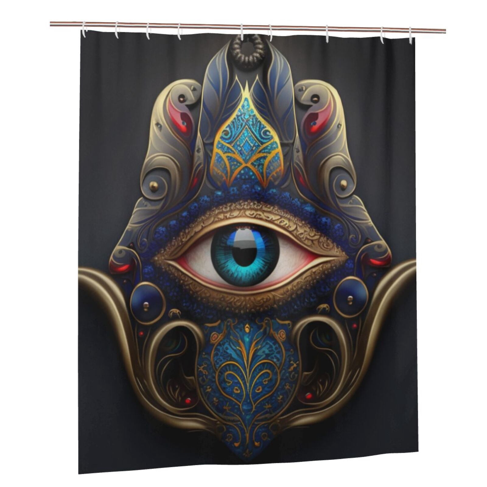 Fatima Hamsa Hand Evil Eye Ornaments Shower Curtain Set with Hooks ...