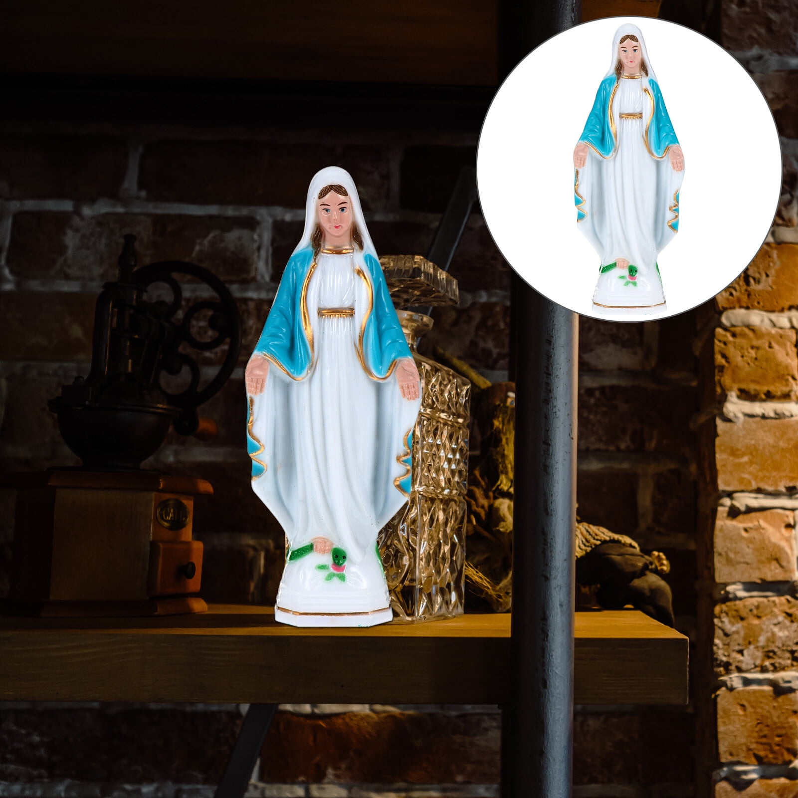 SEWCHICS Virgin Mary Statue - 6" Blue Plastic Catholic Decoration for ...