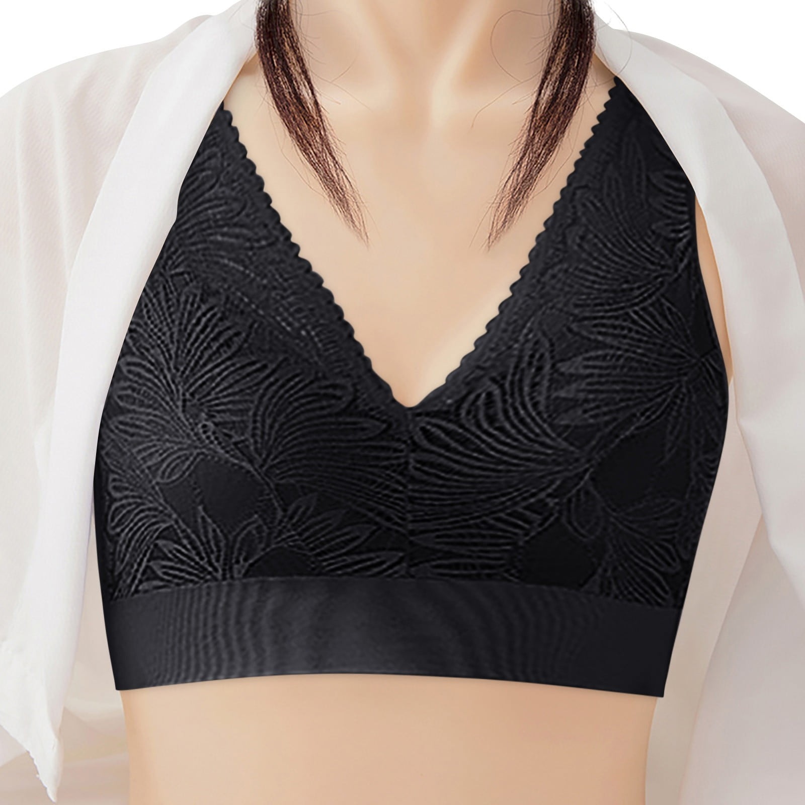 Fattazi Womens No Steel Ring French Womens Front Close Bra T Back Plus