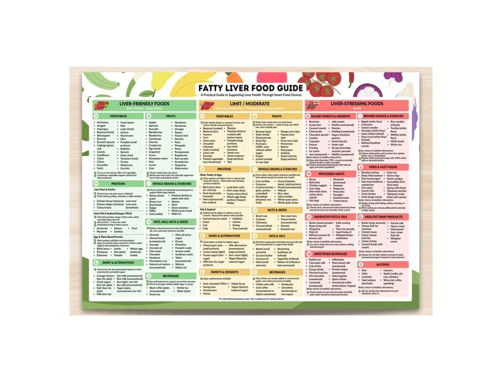 Fatty Liver Food Guide Printable Foods Chart for Liver Health Grocery ...