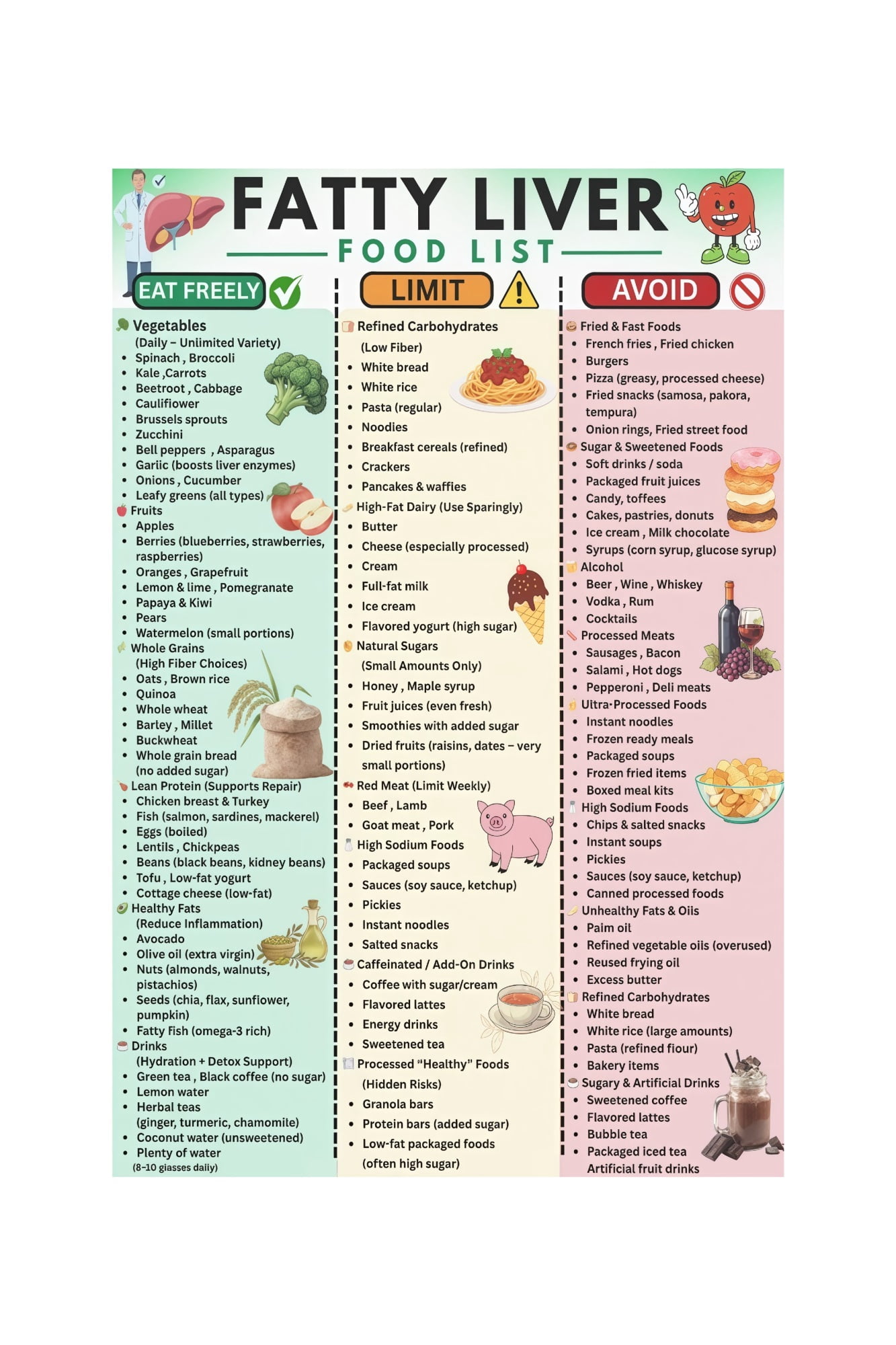 Fatty Liver Food List Poster Liver Friendly Diet Plan Healthy Liver ...
