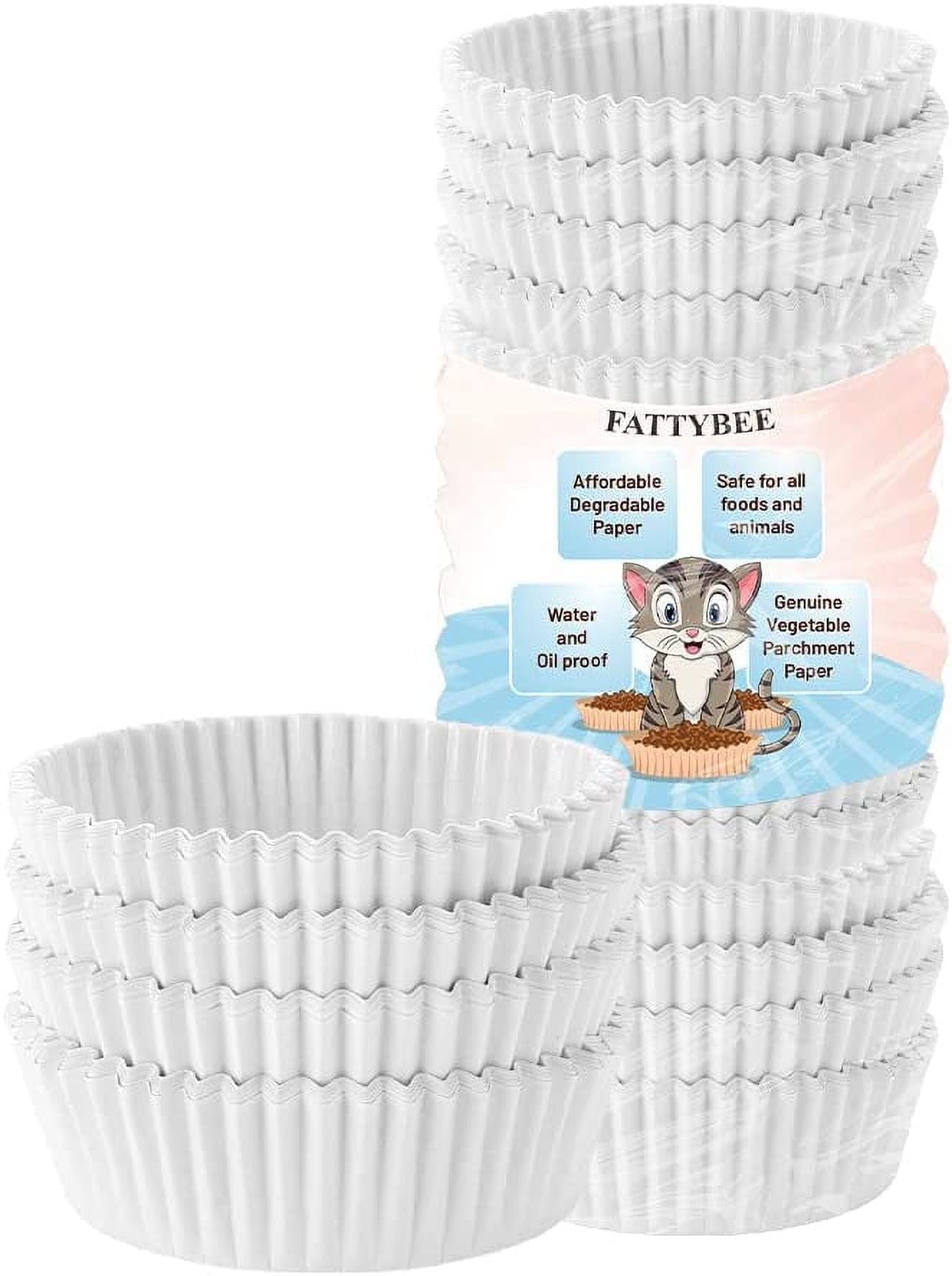 FattyBee 200 Pcs White Disposable Pet Feeding Bowls Liner, Small Paper ...
