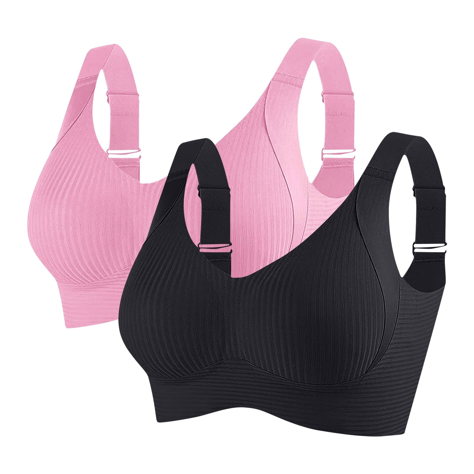 Fatuov 2-Pack Exercise Bra for Women Wireless Everyday Underwear for ...