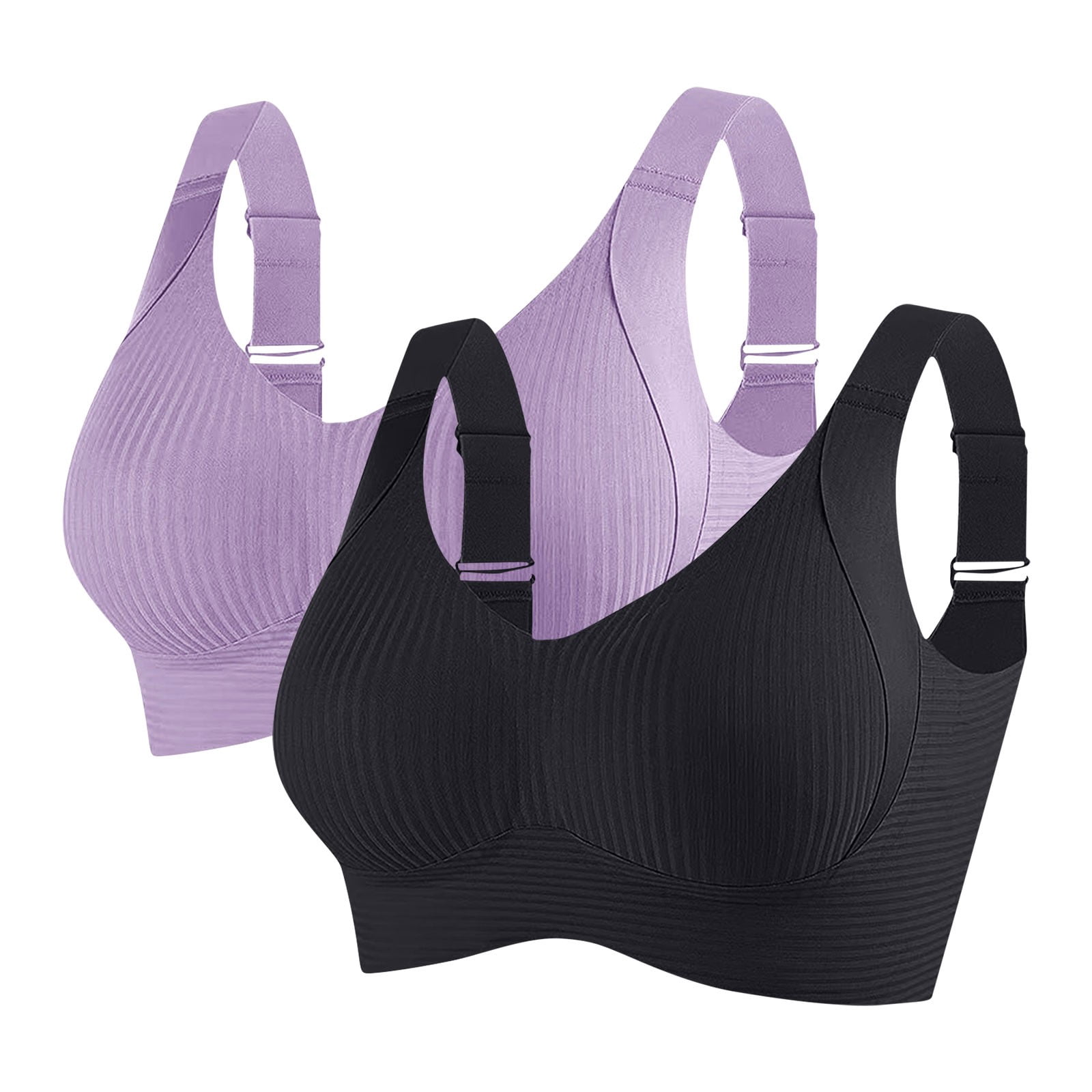 Fatuov 2-Pack Workout Bra for Women Full Coverage Plus Size Support ...