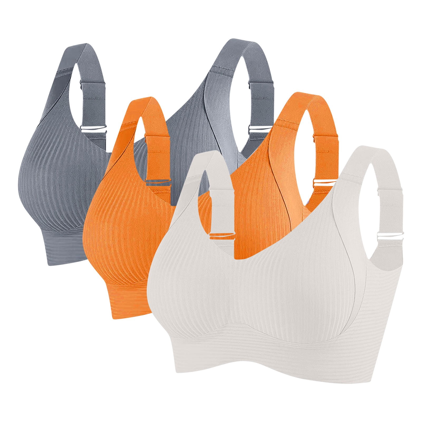 Fatuov 3-Pack Women's Fitness Bra Plus Size Support Lightweight ...