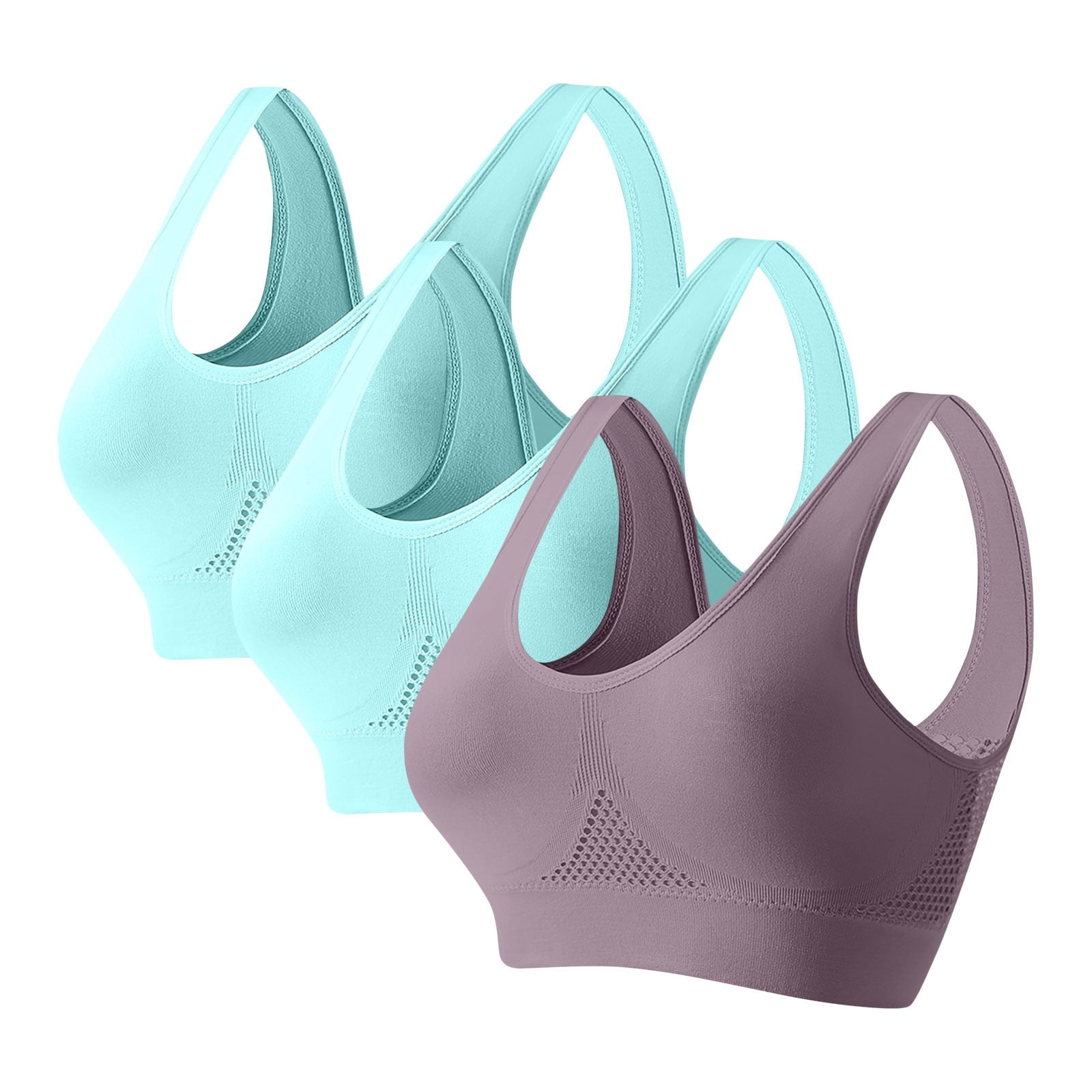 Fatuov 3-Pack Women's Racerback Sports Bra Wireless Comfortable Bra for ...