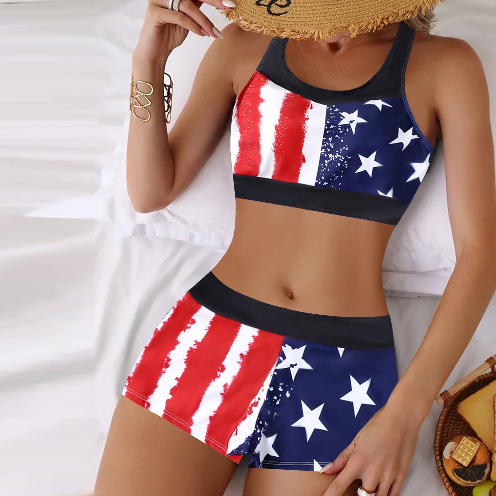 Fatuov Beach Bikinis For Women Summer High Waisted Bikinis Hawaiian