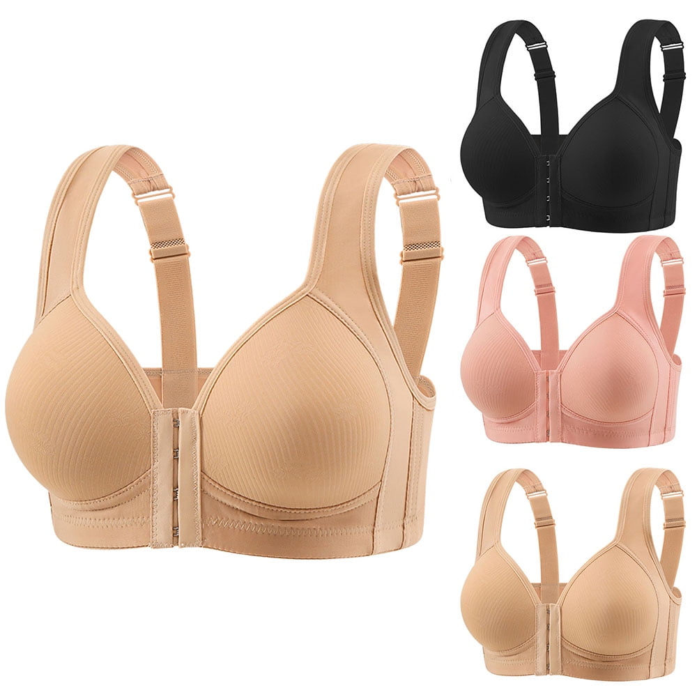 Fatuov Wireless Bras for Women Front Closure Seamless Push-Up T-Shirt ...