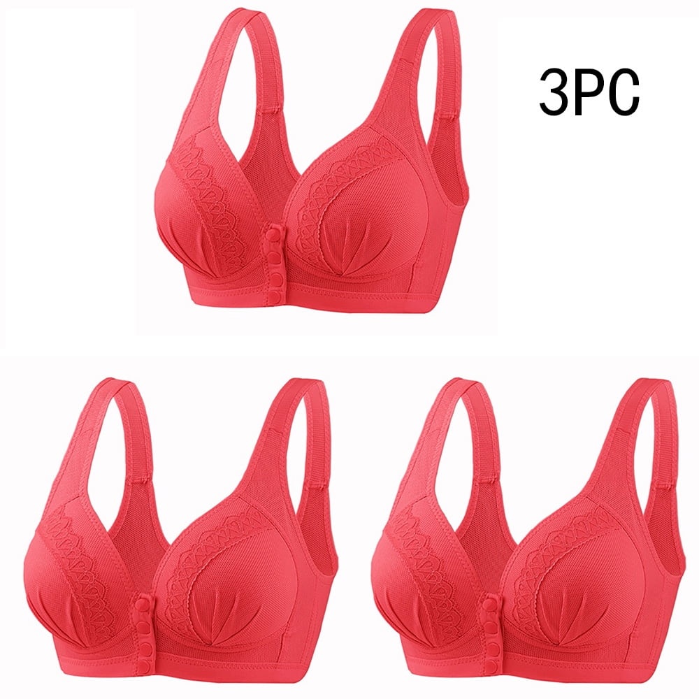 Fatuov Plus Size Bras for Women Front Closure Push-Up Bras Lace ...