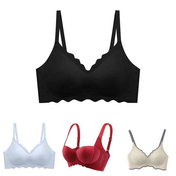 Busydd 3PC Wireless Bras for Women Comfy Breathable Solid Color Push up ...