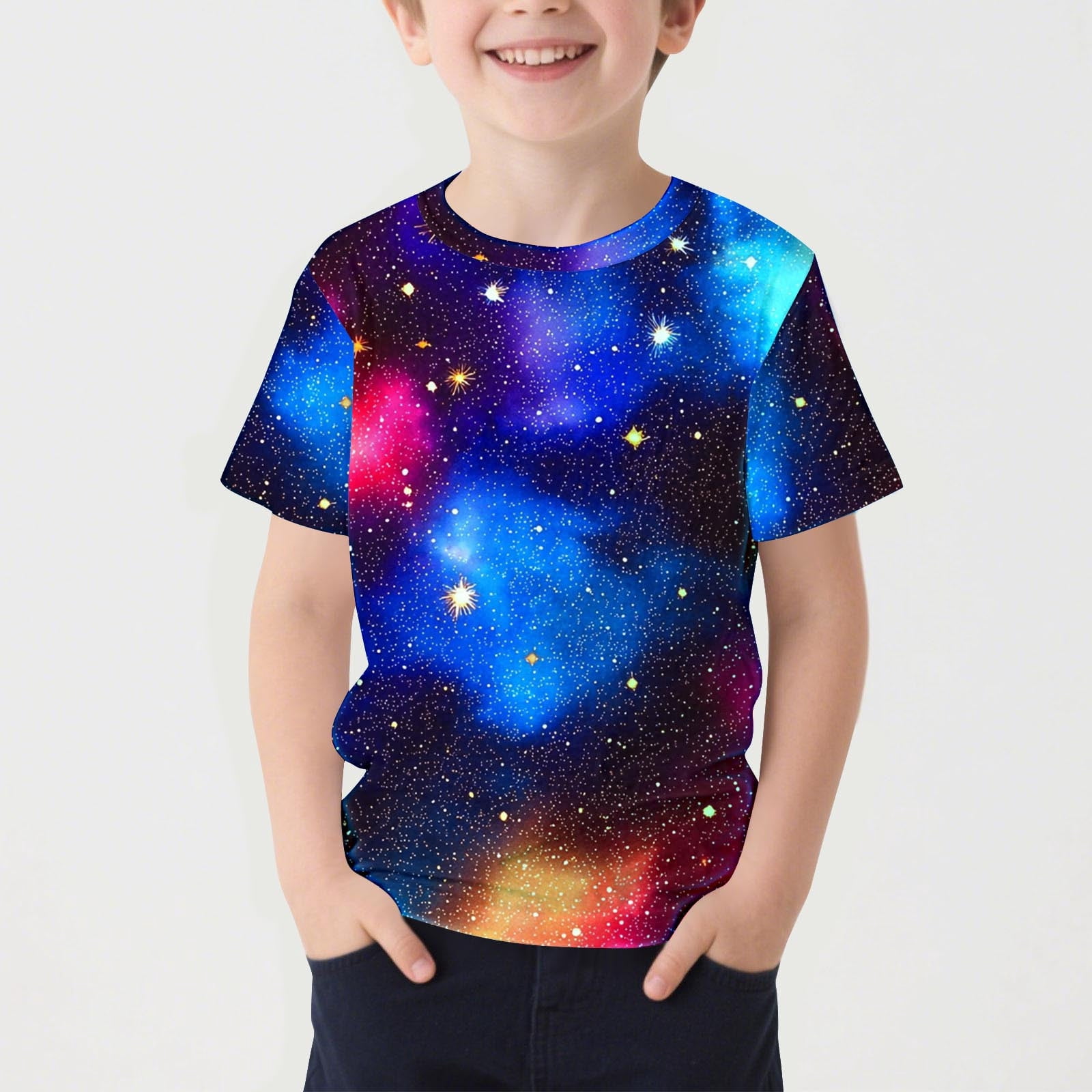 Fatuov Casual Everyday Tops for Boys Galaxy Star Printed Breathable ...