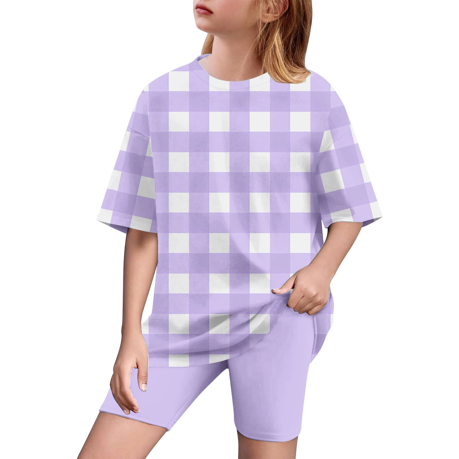 Fatuov Comfortable Top and Shorts Set for Big Girl Boy Cute Print Soft ...