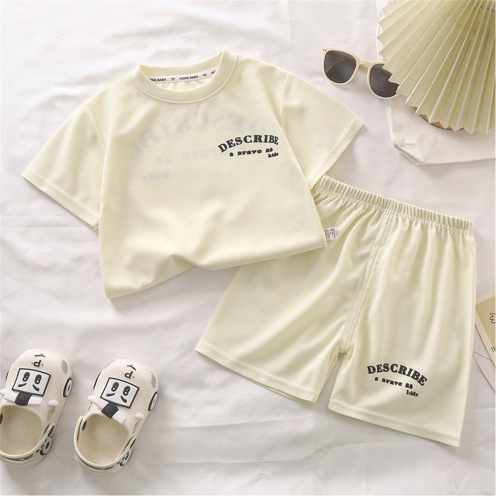 Fatuov Comfortable Top and Shorts Set for Girls Summer Cute Print Soft ...