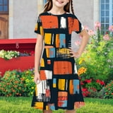 Fatuov Girls Dresses Floral Print Crew Neck Soft Dress for Home Short ...