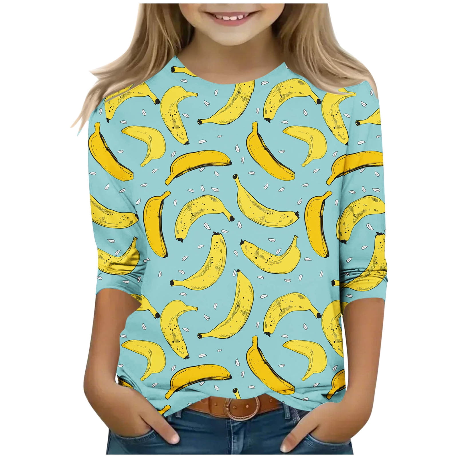 Fatuov Girls T-Shirts Trendy Summer Cute Graphic T-Shirts 3/4 Sleeve ...